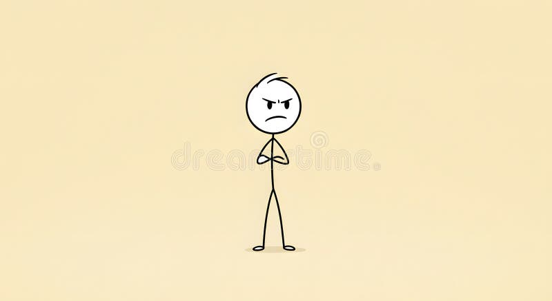 Grumpy Stick Figure with Arms Crossed Illustration Stock Illustration ...