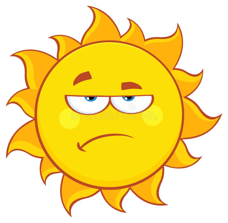 Grumpy Sun Cartoon Mascot Character Stock Vector - Illustration of face ...