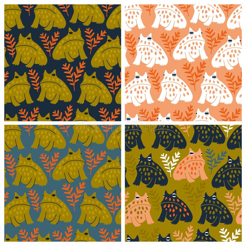 Grumpy toads stock vector. Illustration of floral, frog - 241315916