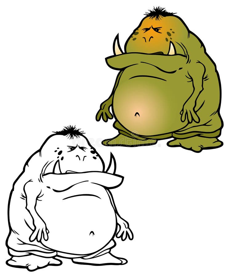 Grumpy troll stock vector. Illustration of monster, clip - 205297928