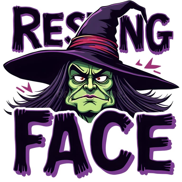 A Grumpy Witch with Resting Witch Face Stock Illustration ...