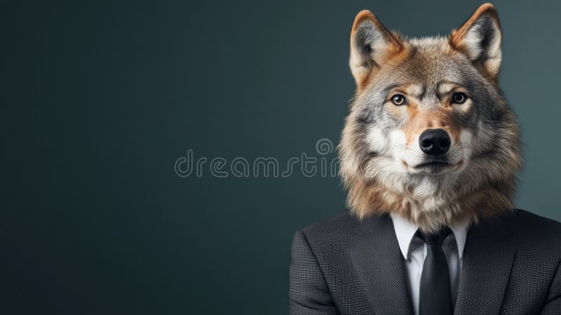 Grumpy Wolf Wearing Business Suit Exudes Unique Charm and Confidence ...
