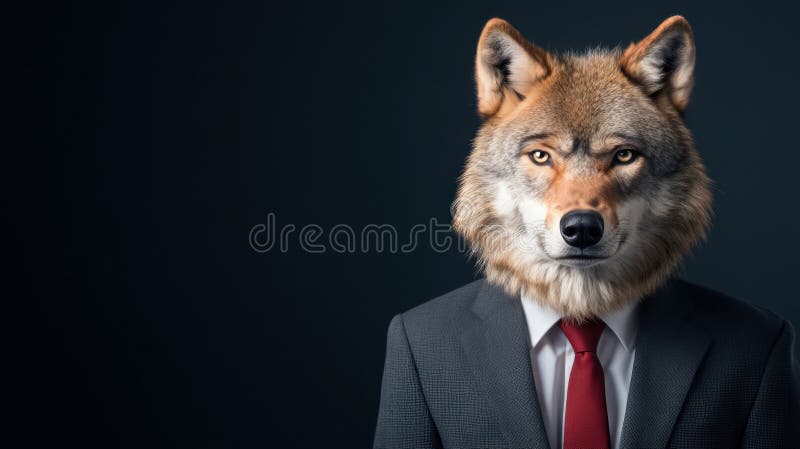 Grumpy Wolf Wearing Business Suit Exudes Unique Charm and Confidence ...