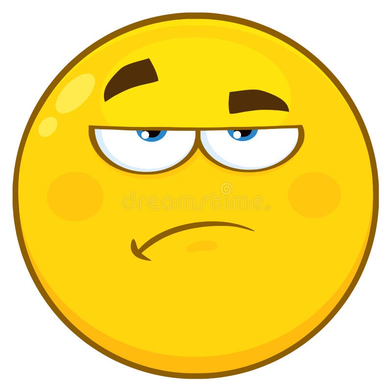 Grumpy Yellow Cartoon Emoji Face Character with Sadness Expression ...