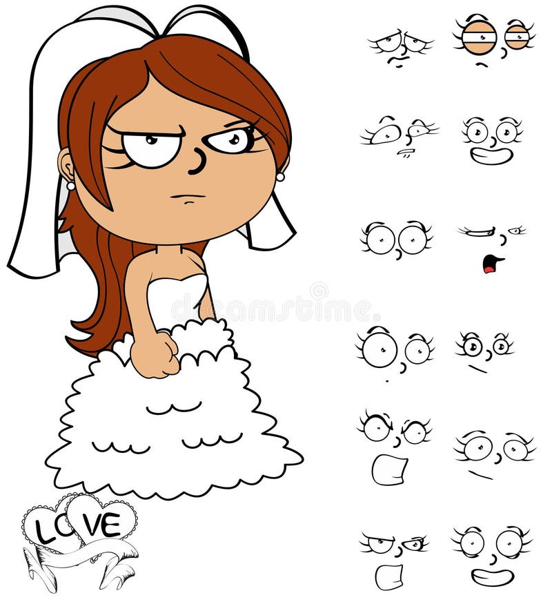 Angry Bride Cartoon Expressions Set Stock Vector - Illustration of ...