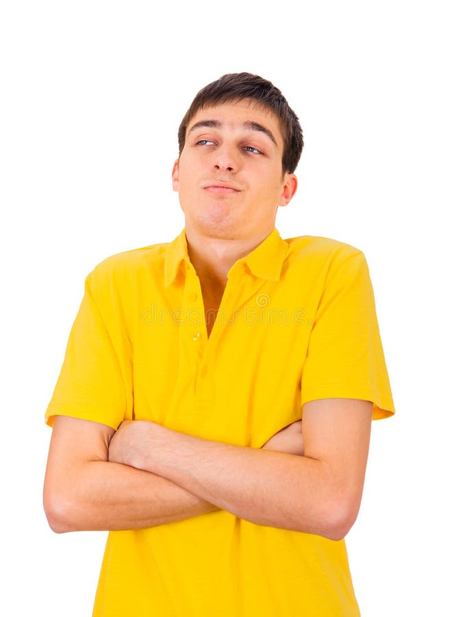 Grumpy Young Man stock photo. Image of isolated, decide - 86001088