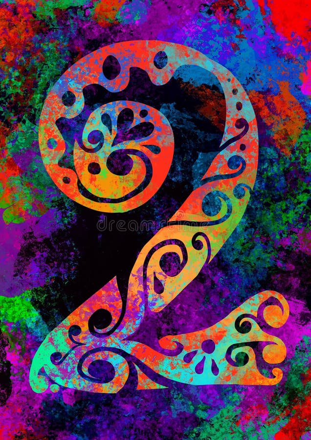 Set of Digital Hand-painted Multicolored Numbers, with Floral ...