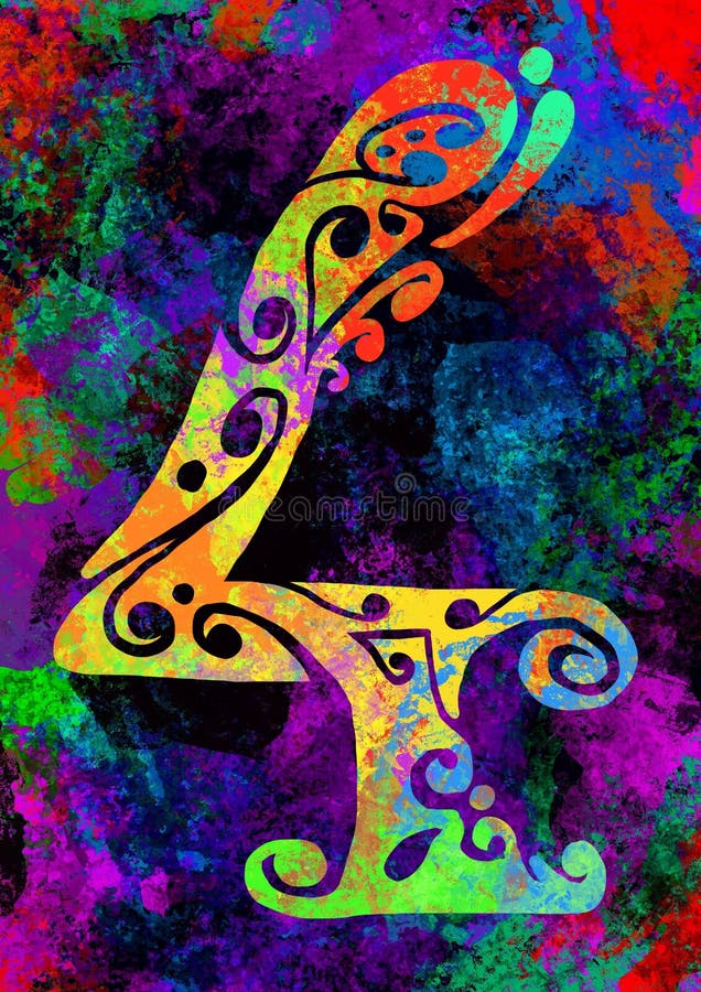 Set of Digital Hand-painted Multicolored Numbers, with Floral ...