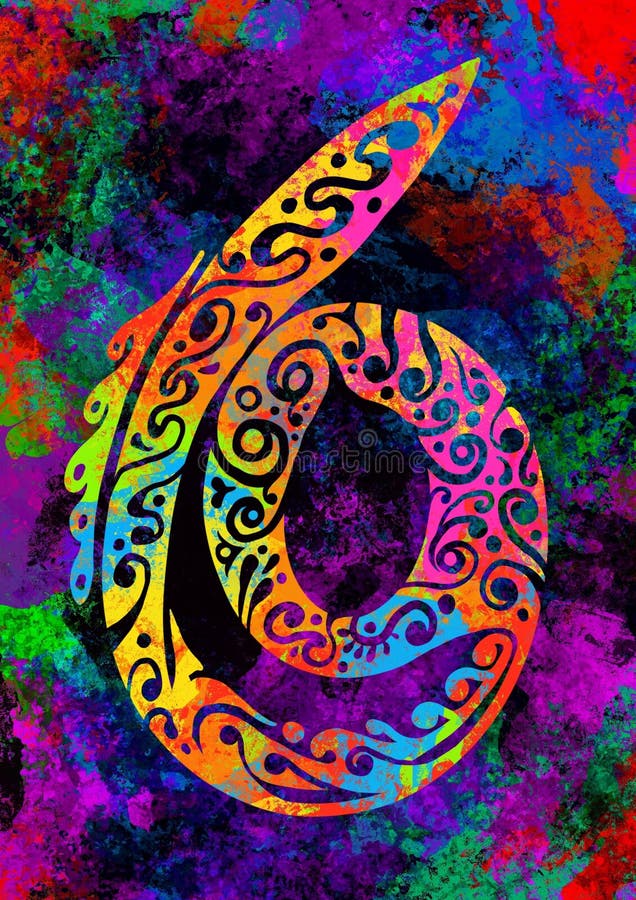 Set of Digital Hand-painted Multicolored Numbers, with Floral ...