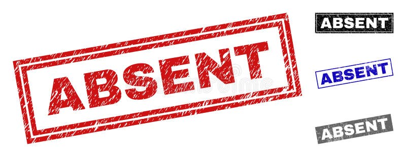 Grunge Red Absent Word Rubber Business Stamp on White Background Stock ...