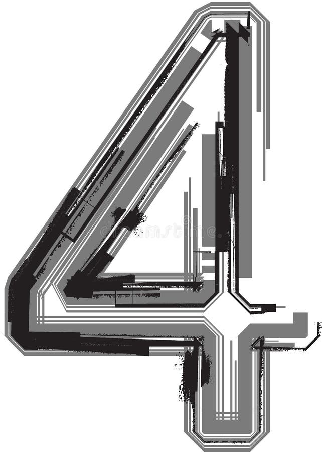 Grunge Font. Number 4 stock vector. Illustration of alphabet - 101889461