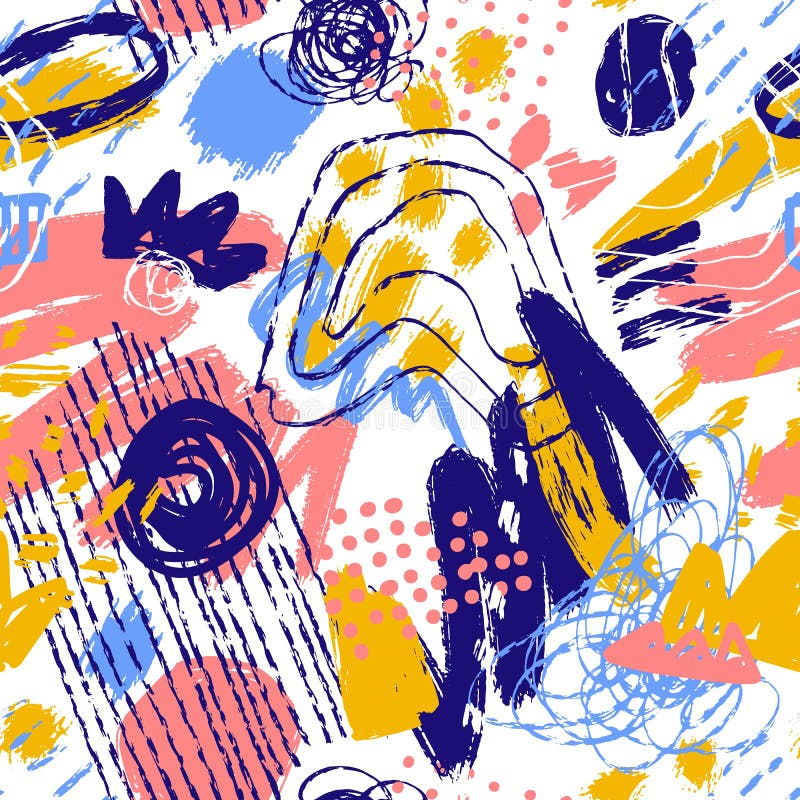 Grunge Abstract Pattern with Scrawls, Paint Strokes and Hand-drawn ...