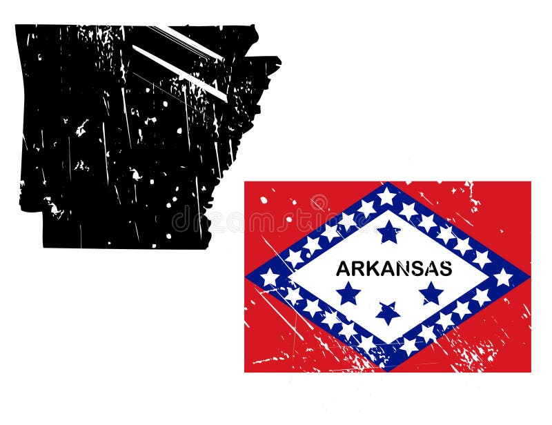 Grunge Arkansas Map With Flag Stock Illustration - Illustration of ...