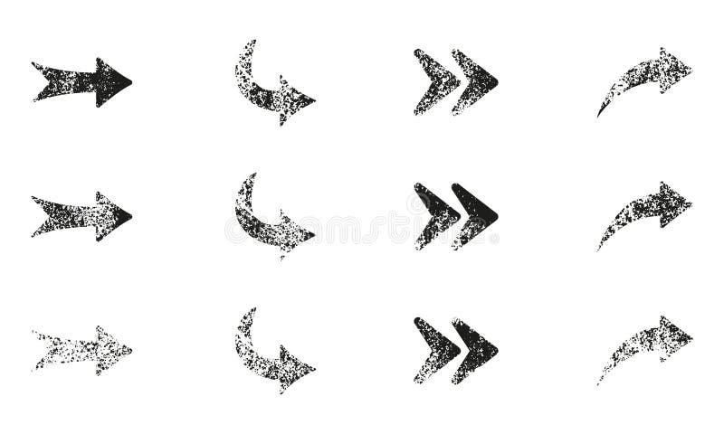 Grunge Arrow Set, Rough Pointer To Right. Grungy Arrows Button ...