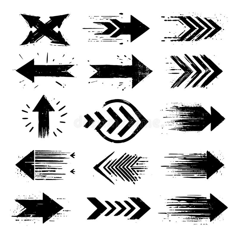 Grunge Arrow Vector Illustration. Grunge Arrow Symbol Brush Paint Stock ...