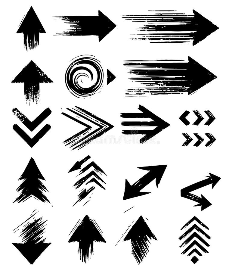 Grunge Arrow Vector Illustration. Grunge Arrow Symbol Brush Paint Stock ...
