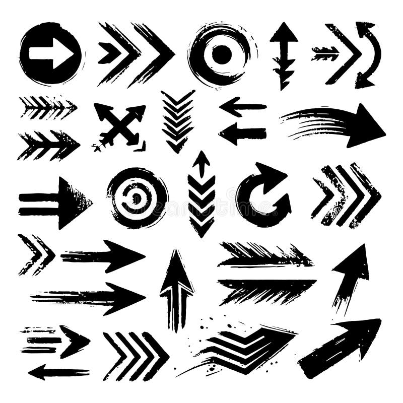 Grunge Arrow Vector Illustration. Grunge Arrow Symbol Brush Paint Stock ...