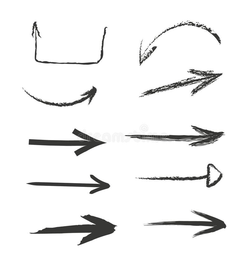 Grunge Arrow Vector Set. Black Grunge Arrow Brushes Collection. Grunge ...