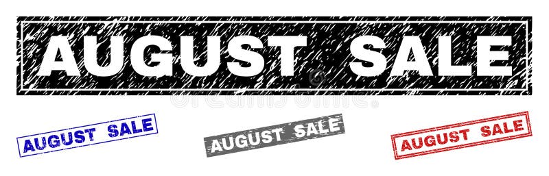 Grunge AUGUST SALE Scratched Rectangle Stamps Stock Vector ...