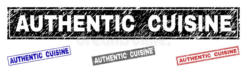 Grunge AUTHENTIC CUISINE Textured Rectangle Stamps Stock Vector ...