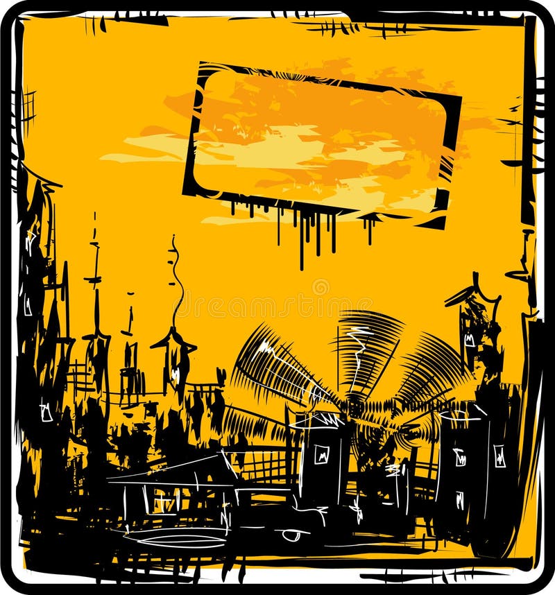 Grunge buildings stock vector. Illustration of grunge - 14581877