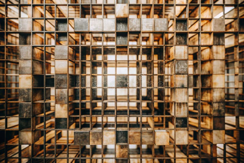 Grunge Background With An Abstract Geometric Grid Creating A Visually Stimulating And