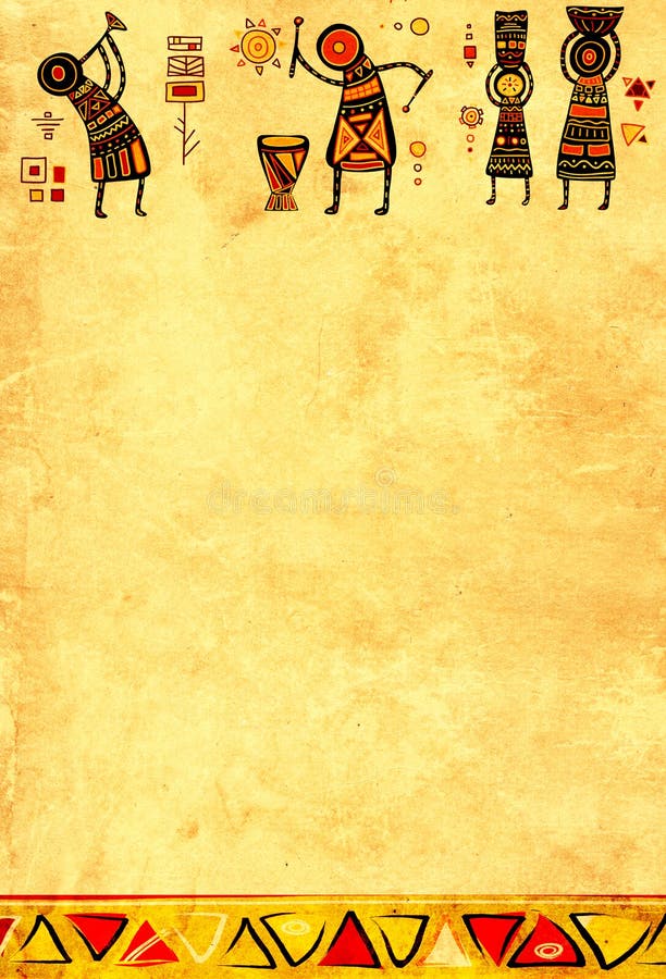 Grunge Background with African Ethnic Patterns Stock Illustration ...