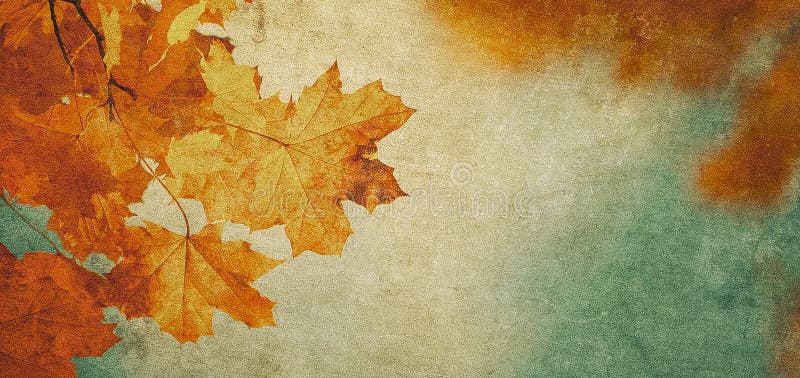 Grunge Background with Autumn Leaves Stock Illustration - Illustration ...