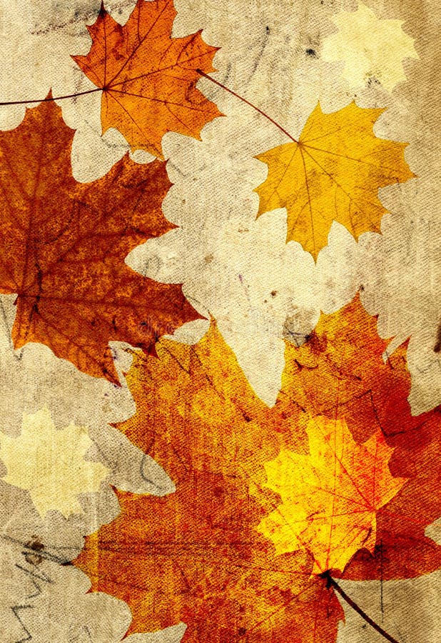 Grunge Background with Autumn Leaves Stock Image - Image of retro ...