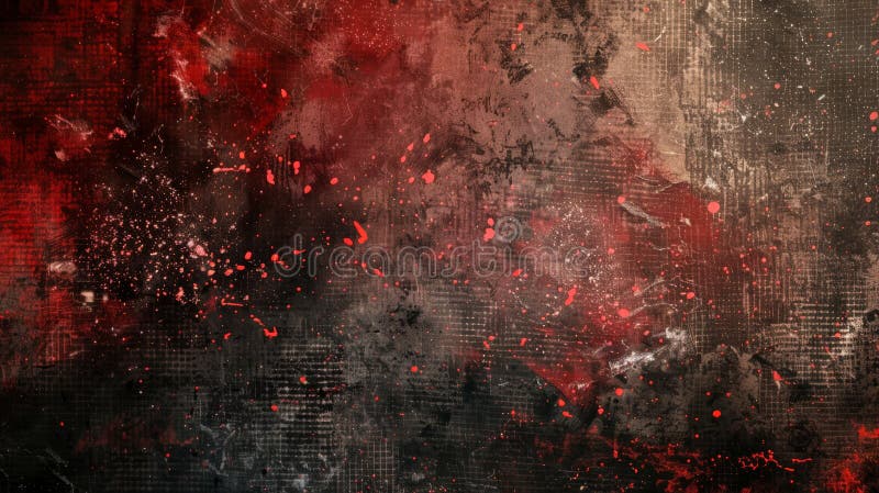 Grunge Background Featuring a Dark, Moody Texture with Splatters of Red ...