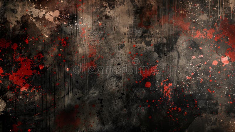 Grunge Background Featuring a Dark, Moody Texture with Splatters of Red ...