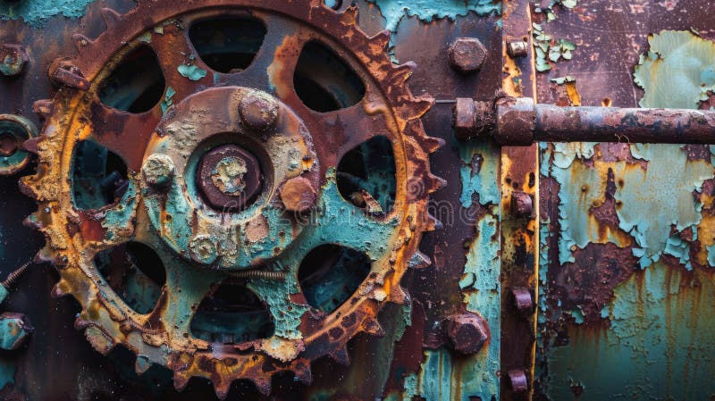 Grunge Background Featuring a Rusted, Abandoned Industrial Machine with ...
