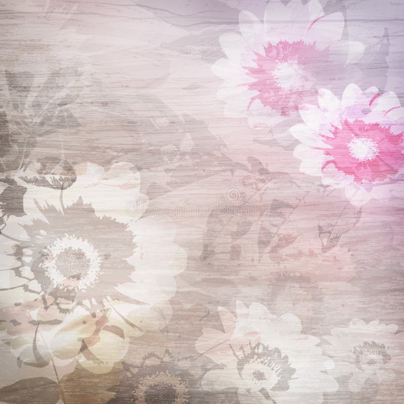 Grunge Background with Flowers Stock Illustration - Illustration of ...