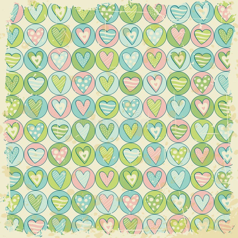 Seamless Vintage Heart Pattern Background Design Stock Illustration ...