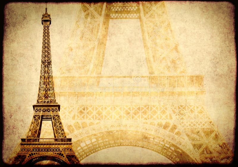 Grunge Background with Paper Texture and Landmark of Paris Stock Photo ...