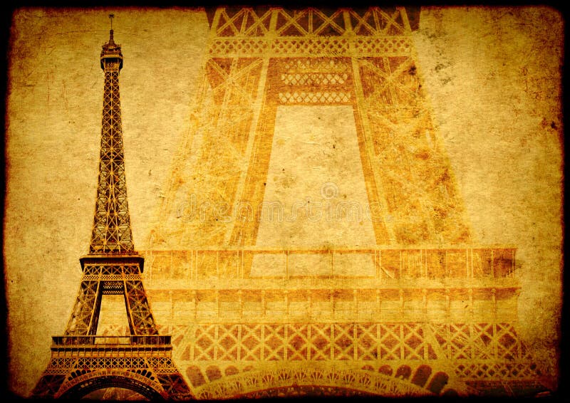 Grunge Background with Paper Texture and Landmark of Paris Stock Image ...