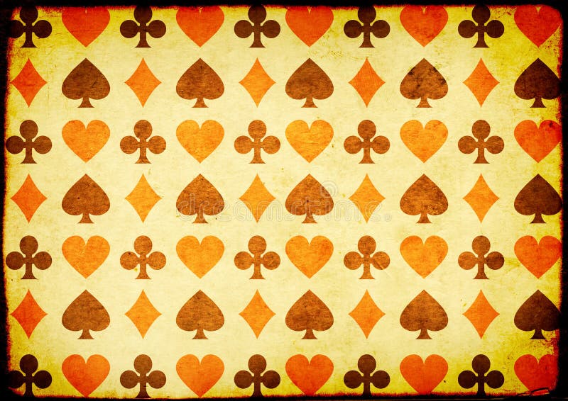 Grunge Background with Paper Texture and Playing Cards Symbol Stock ...