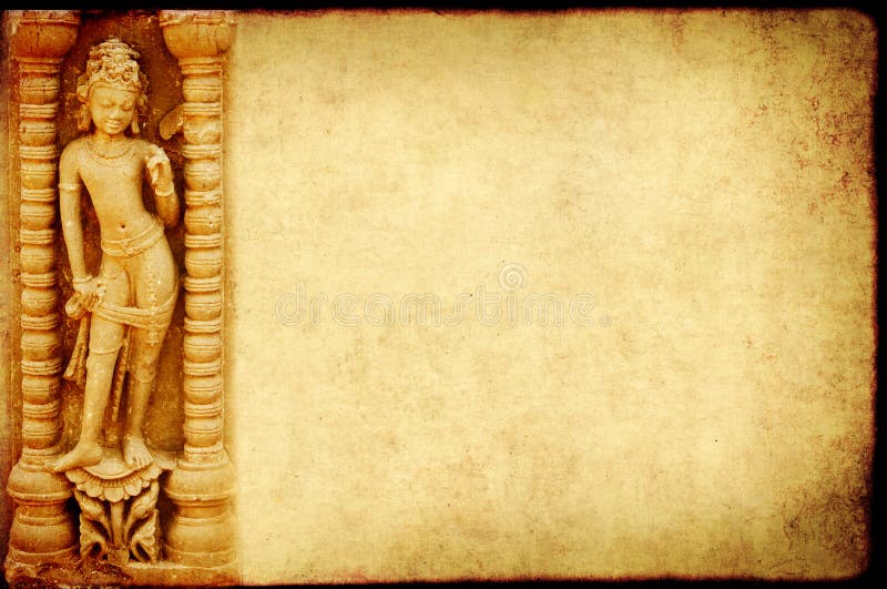 Grunge Background with Paper Texture and Stone Statue of Handsome Young ...