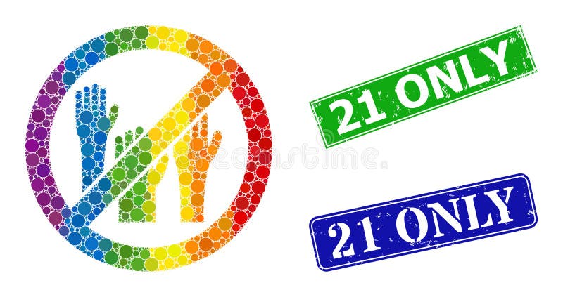 Grunge 21 only Badges and Spectral Colored Gradient Dotted Stop Voting ...