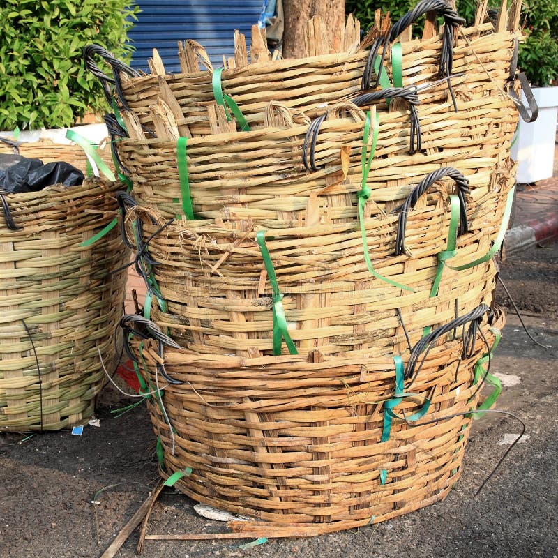 Bamboo trash in city stock photo. Image of metal, iron - 275805718