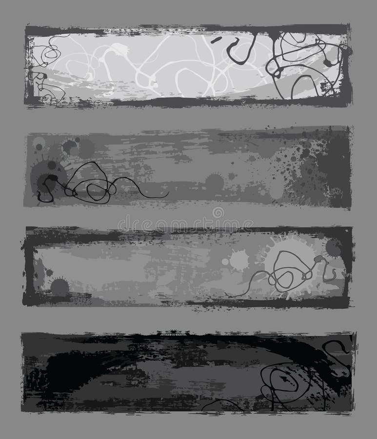 Grunge Banners and Scroll Set Stock Vector - Illustration of ...
