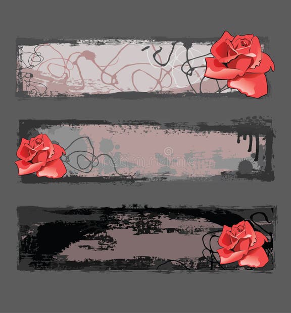 Grunge banners with rose stock vector. Illustration of element - 10278714