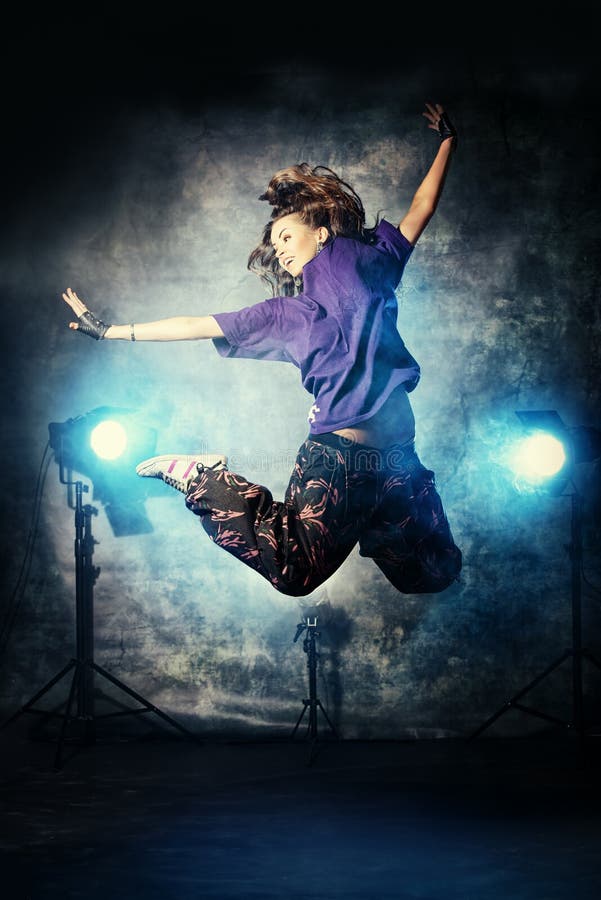 Woman dancer jumping stock photo. Image of female, exercise - 57882570
