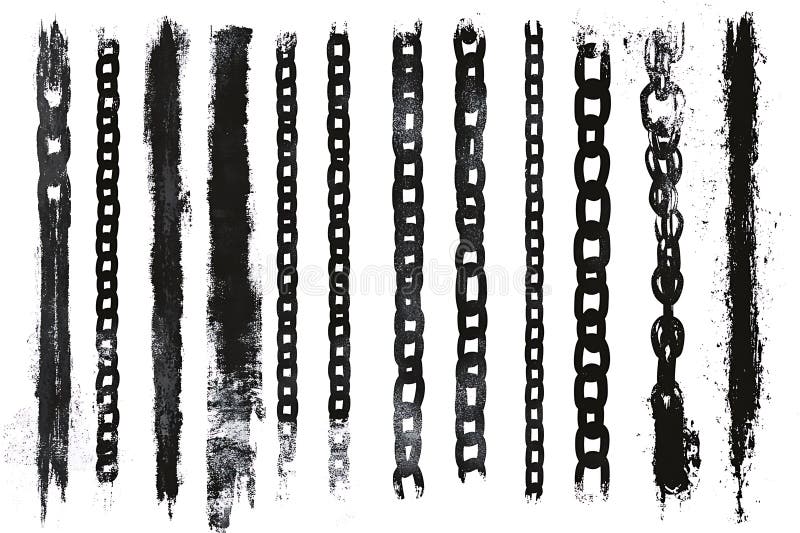 Grunge Black Chains and Brush Stroke Texture Seamless Patterns Stock ...