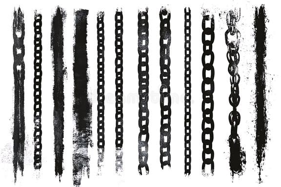Grunge Black Chains and Brush Stroke Texture Seamless Patterns Stock ...