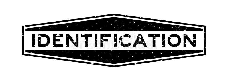 Grunge Black Identification Word Hexagon Rubber Stamp on White ...