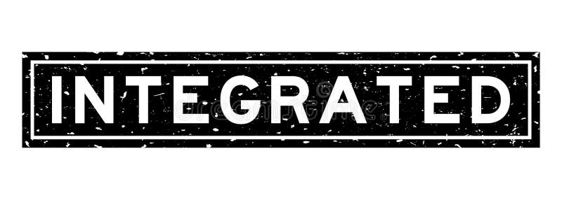 Grunge Black Integrated Word Square Rubber Stamp on White Background ...
