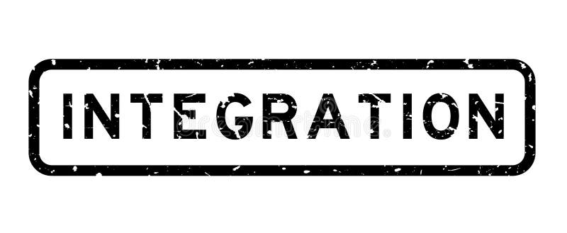 Grunge Black Integration Word Square Rubber Stamp on White Background ...