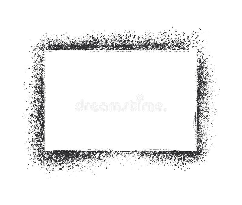 Grunge Black Rectangular Frame with Splatter Effect Stock Illustration ...