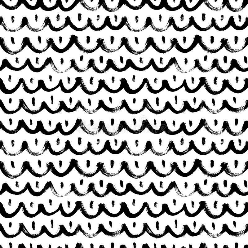 Grunge Black Waves with Short Vertical Lines. Stock Vector ...